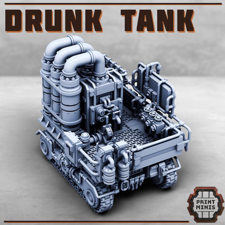 3D Printable Drunk Tank w/ Bar Keeper by Print Minis